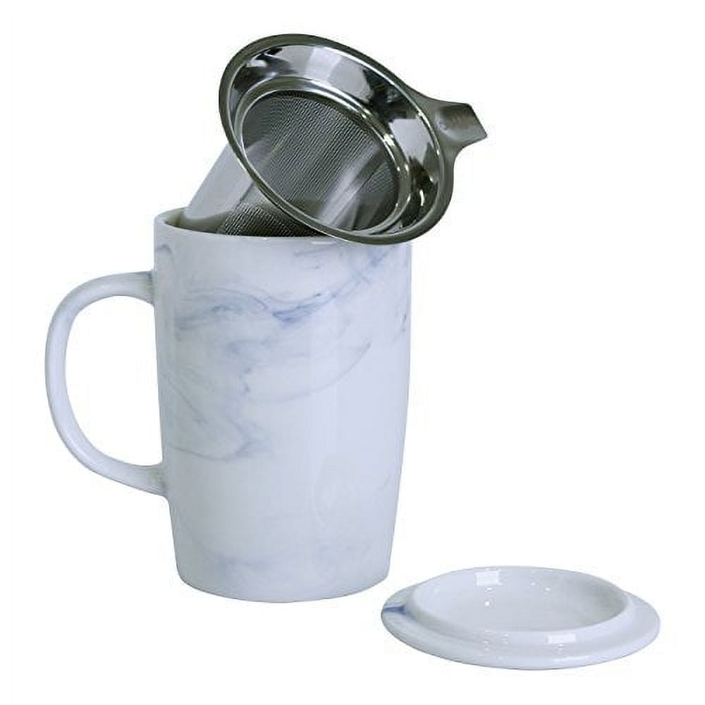 121228 White/ Blue 16 oz Marble Tea Infuser Mug Ocean - Walmart.com