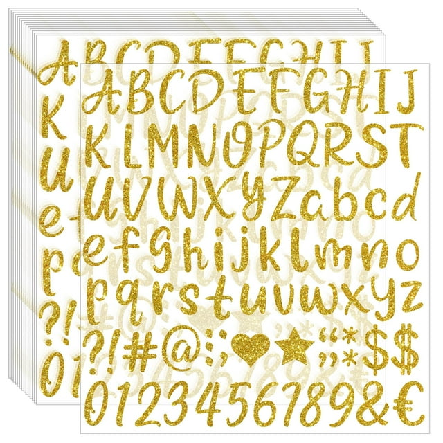 1215Pcs Gold Letter Stickers 15 Sheets Alphabet Stickers Vinyl 1 Inch ...