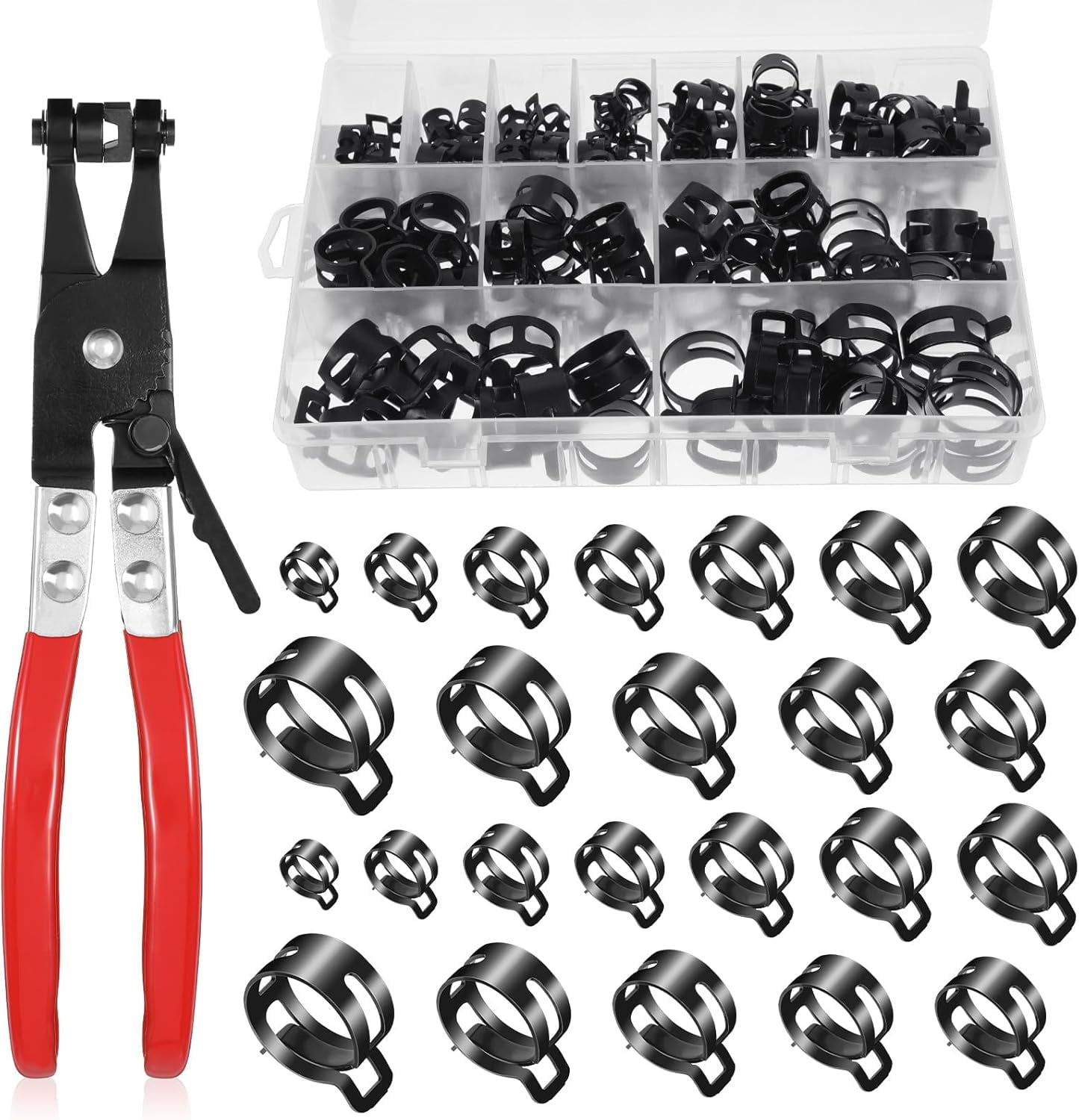 121Pcs 7-22mm Spring Hose Clamp Assortment, Small Hose Clamps Sleeving ...
