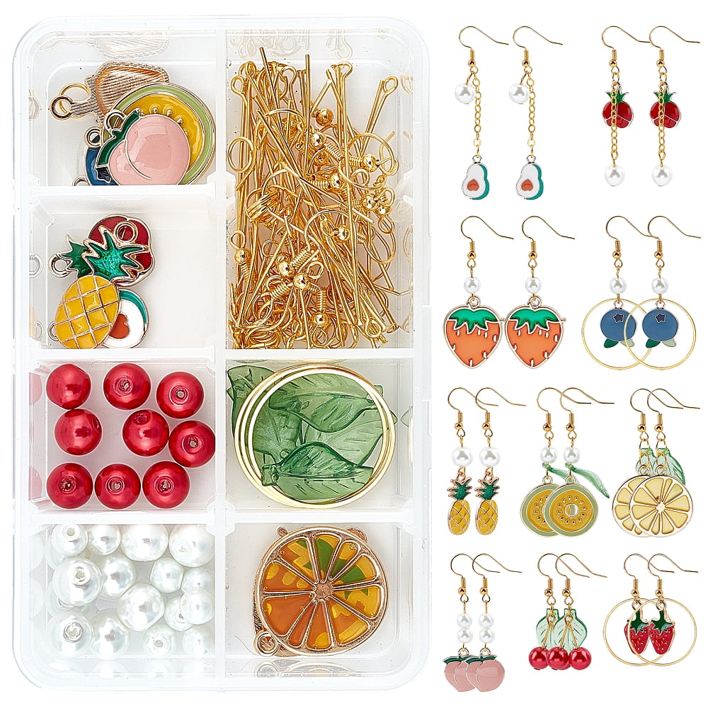 121Pieces DIY Fruits Themed Earring Making Kits Including Alloy Enamel ...