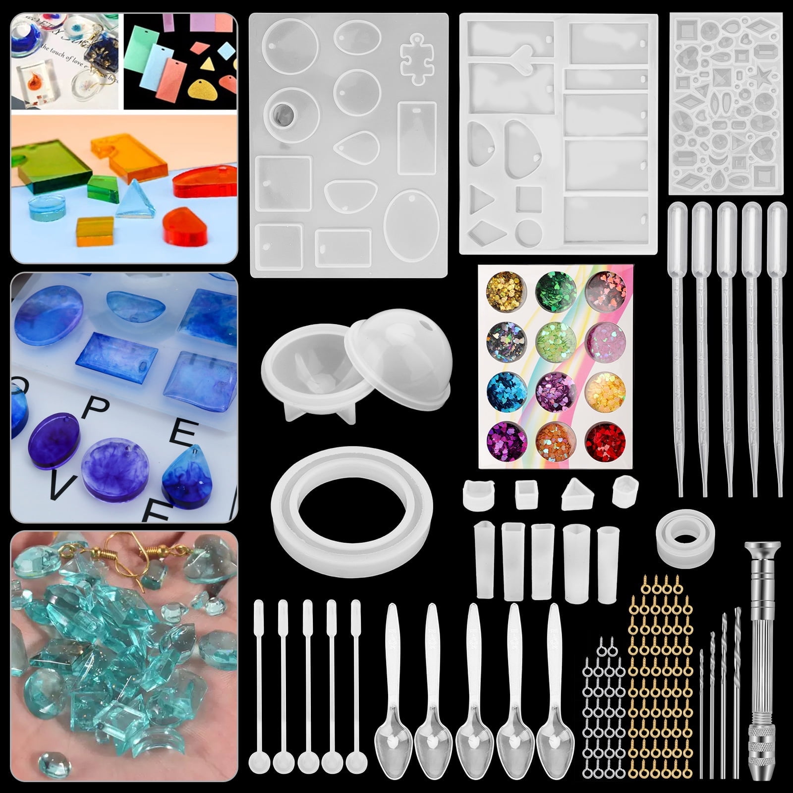 121pcs Resin Mold Set, EEEkit Silicone Epoxy Casting Mold Tools with ...