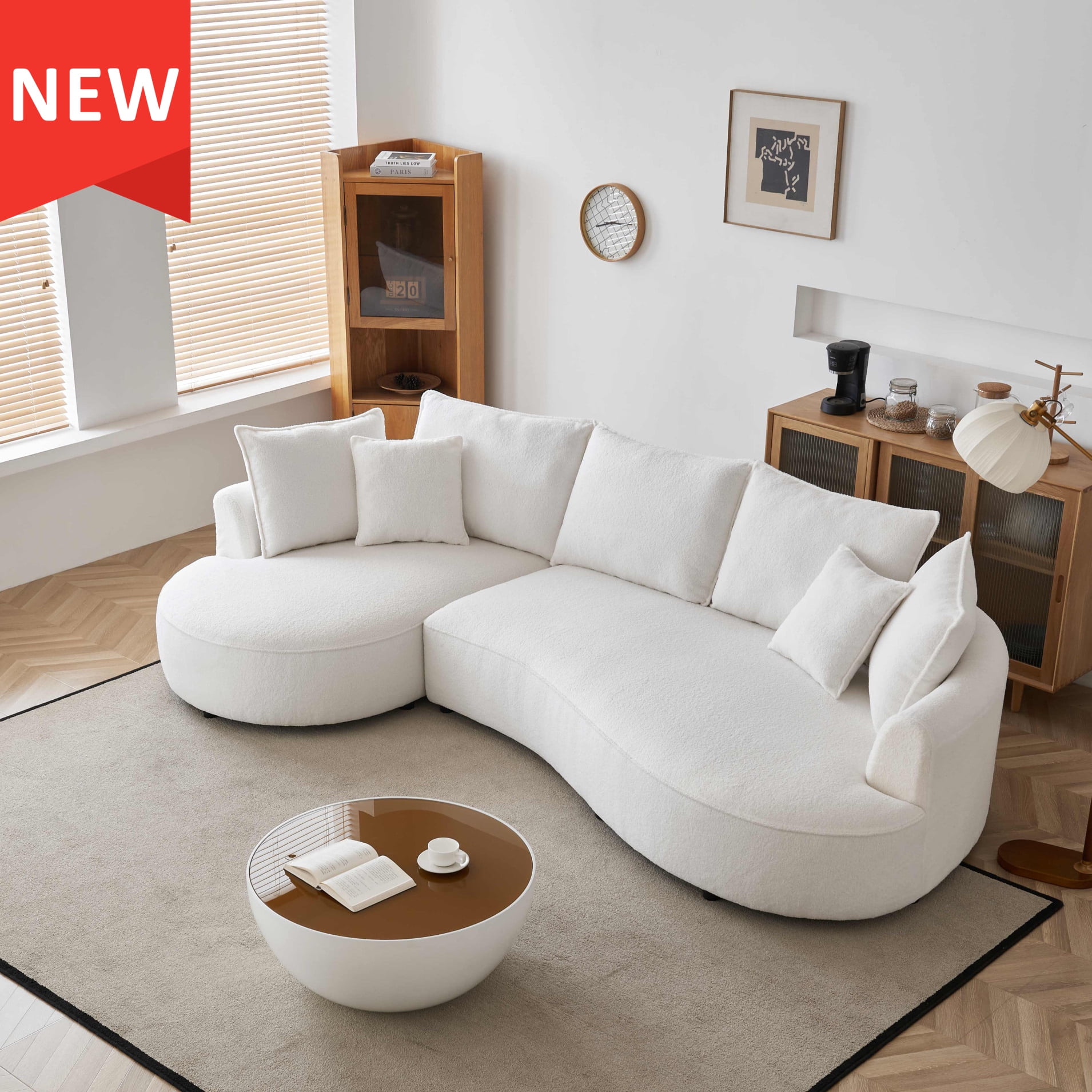 122.8" Curved Sofa, Modern Curved Couch Living Room Modular Sectional ...