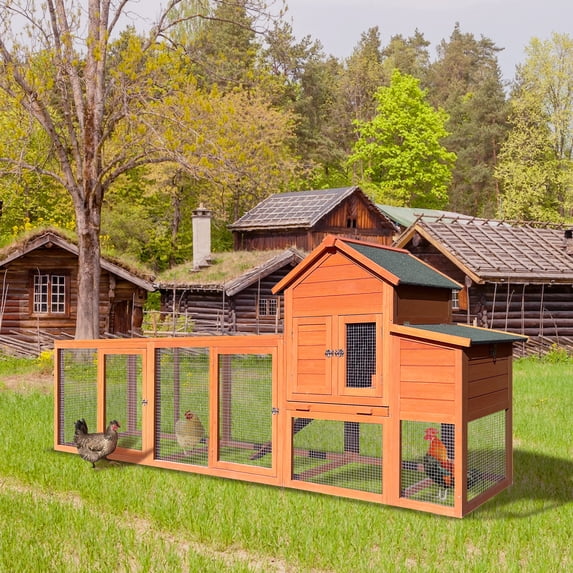 122" Large Wooden Chicken Coop, Outdoor Hen House with Nesting Box ...
