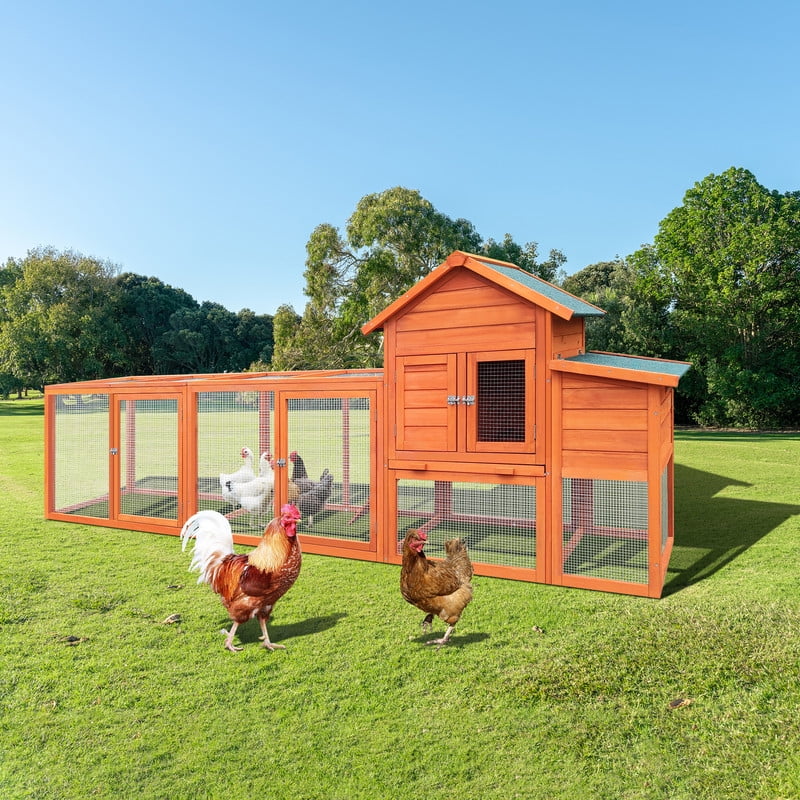122＂Large Wooden Chicken Coop,Outdoor Hen House with Nesting Box ,Wire ...