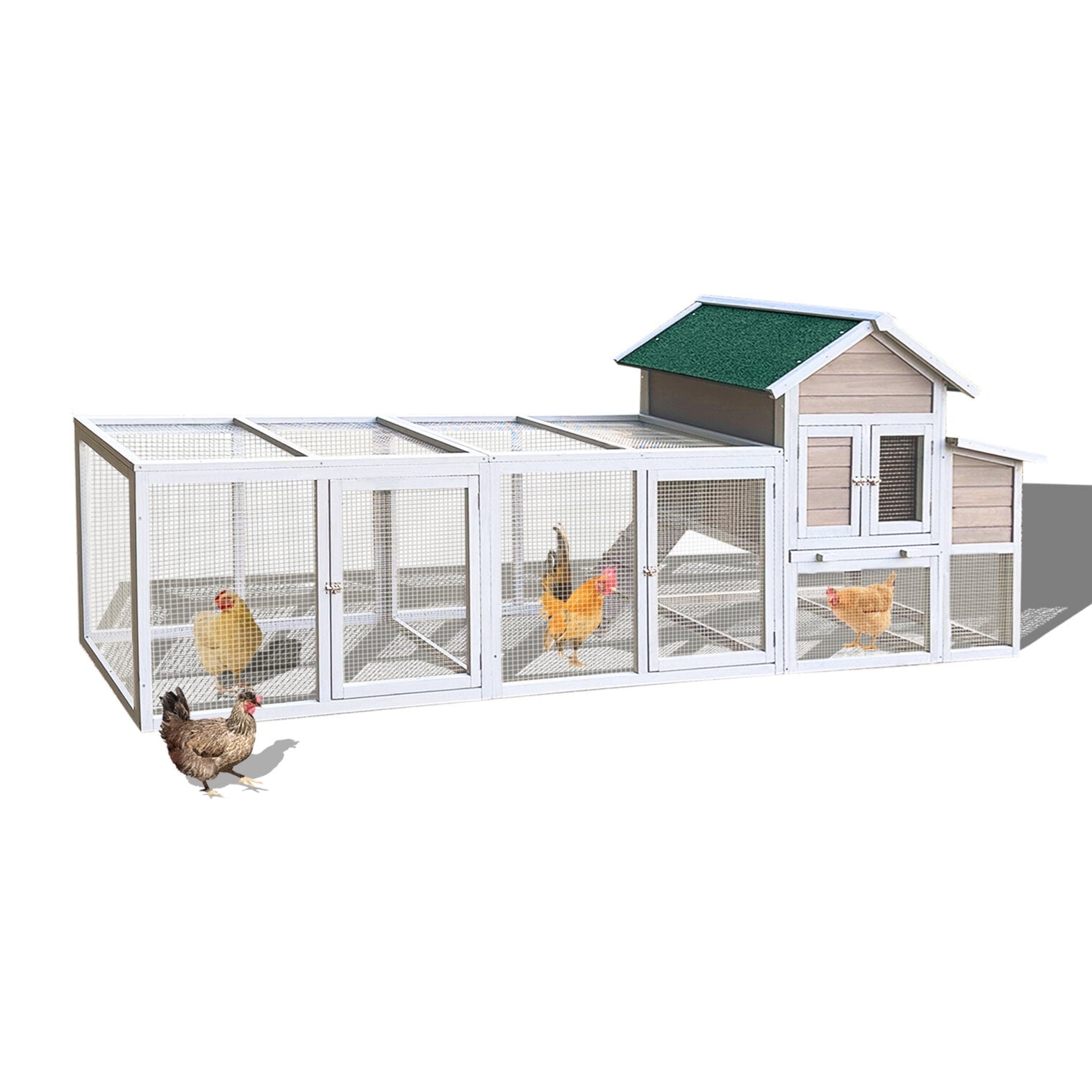 "122"" Gray Durable Outdoor Poultry Cage, Large Wooden Pet House and ...