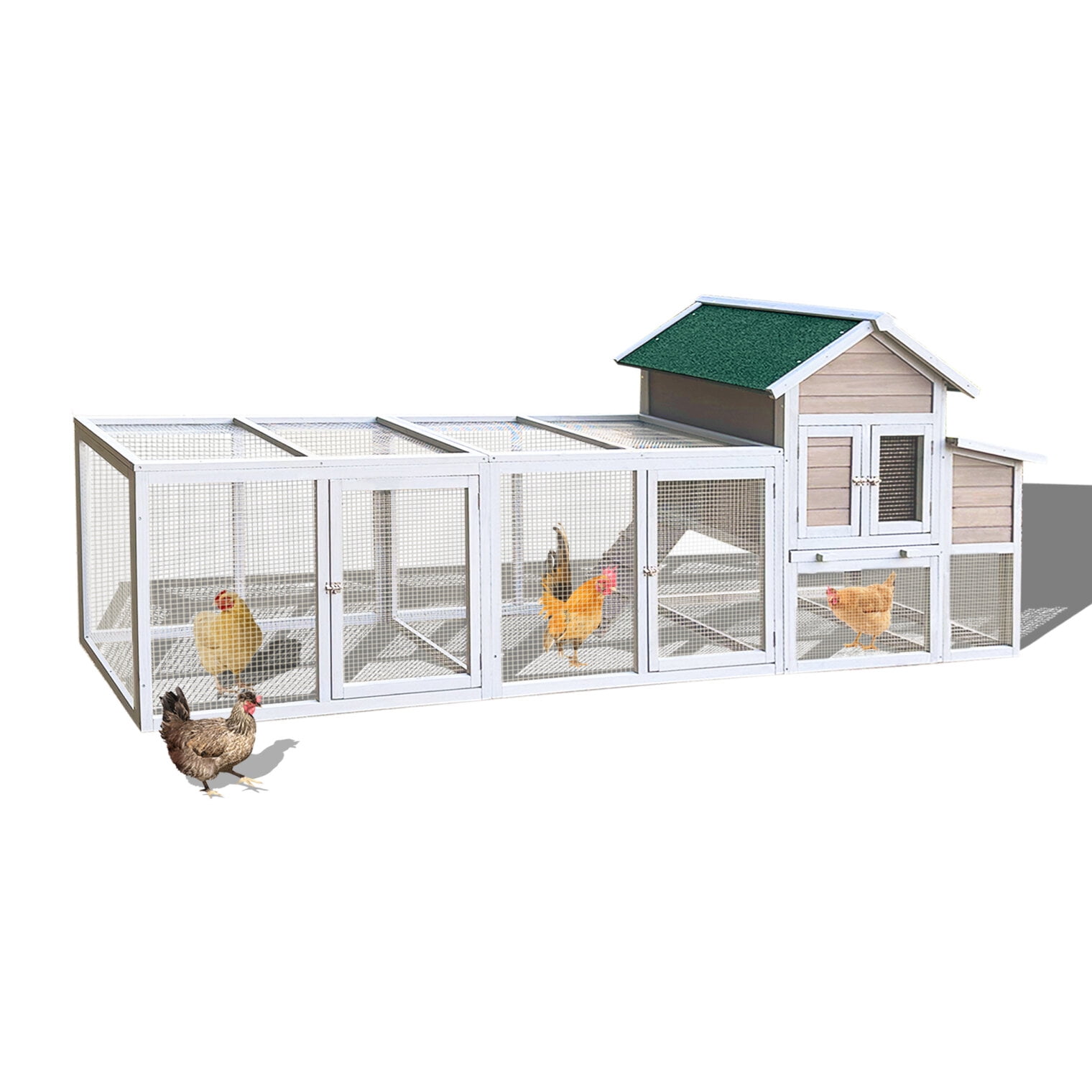 122＂Outdoor Poultry Cage, Large Wood Chicken Coop Hen House Rabbit ...