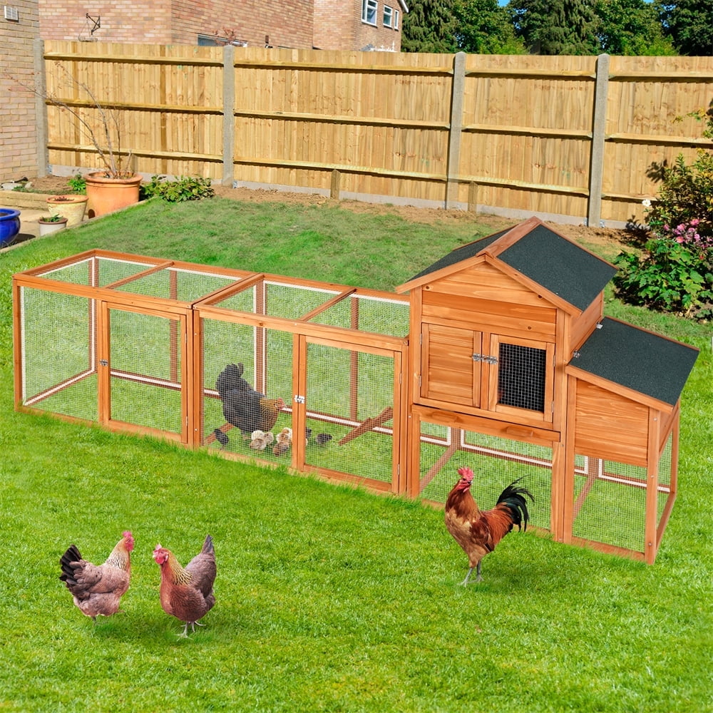 "122"" Large Wooden Outdoor Poultry Cage, Weatherproof Chicken Coop ...
