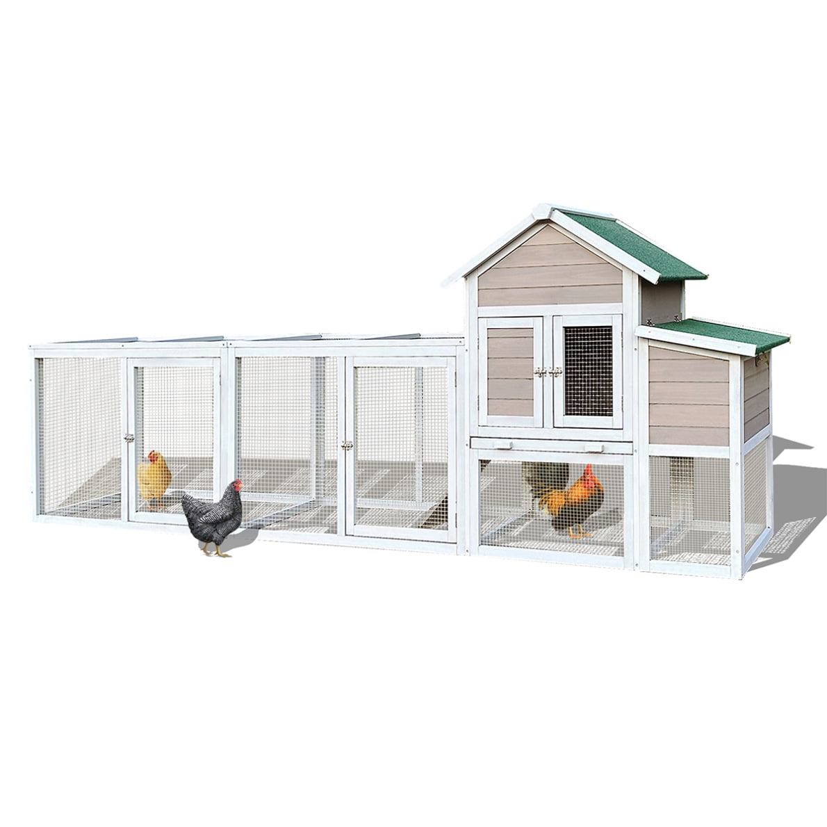 122" Outdoor Poultry Cage, Large Wooden Chicken Coop with Nest Box ...