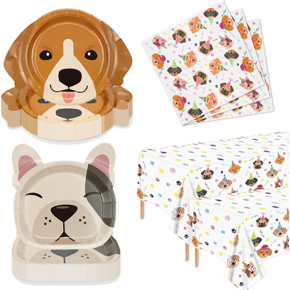 122 Pcs Dog Party Decorations - Including Plates, Napkins, Puppy ...