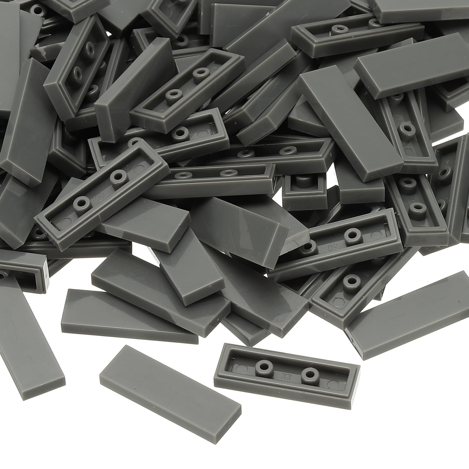 122 Pcs Flat Blocks Bulk, 1x3 Square Dark Gray Classic Tiles Smooth ...