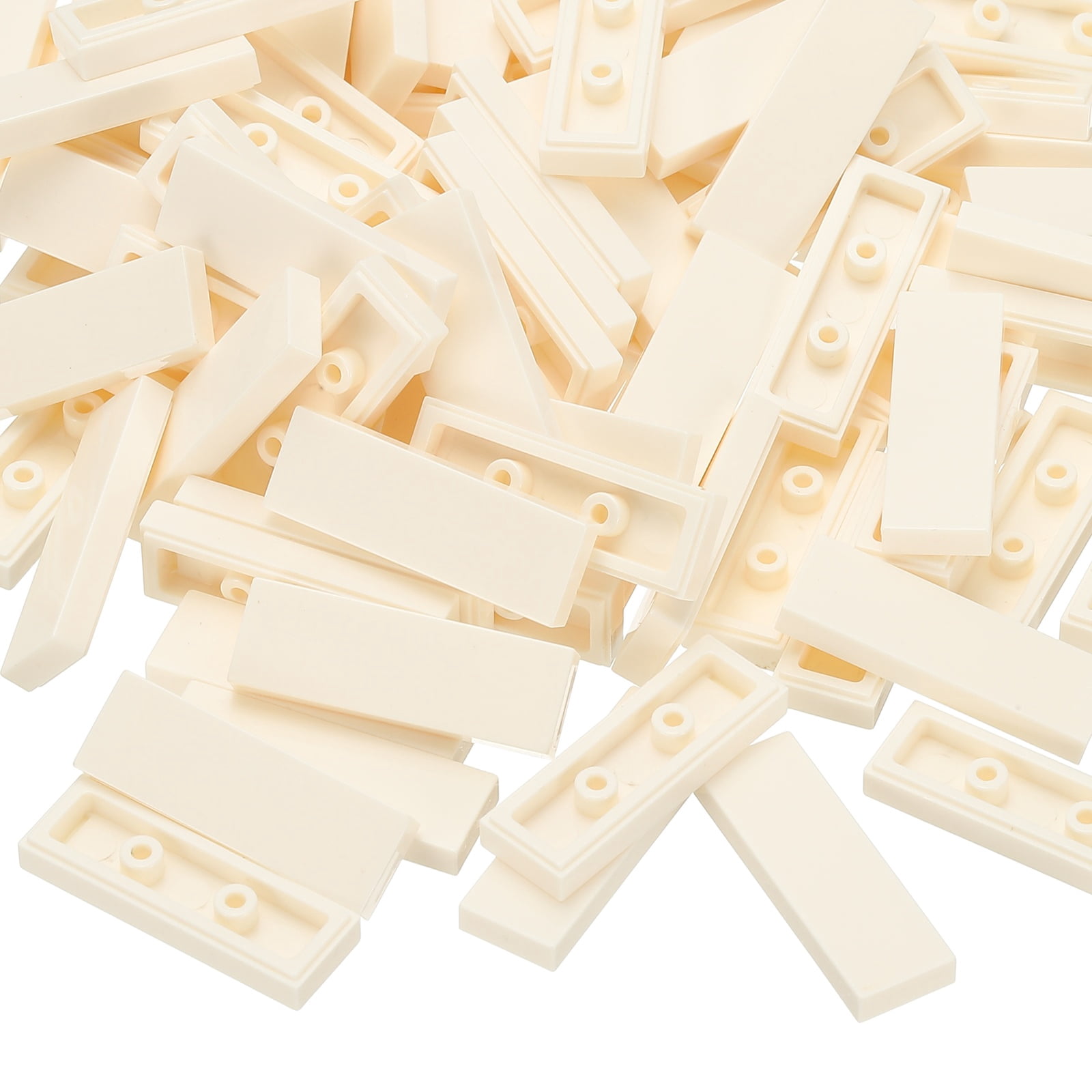 Uxcell 122Pcs Flat Blocks Bulk, 1x3 Square White Classic Tiles Smooth ...
