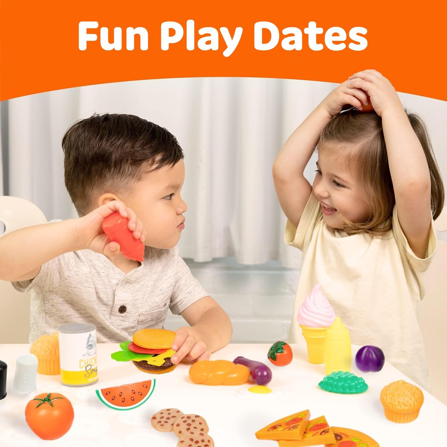 122 Piece Pretend Food Set for Kids - Imaginative Play Kitchen ...