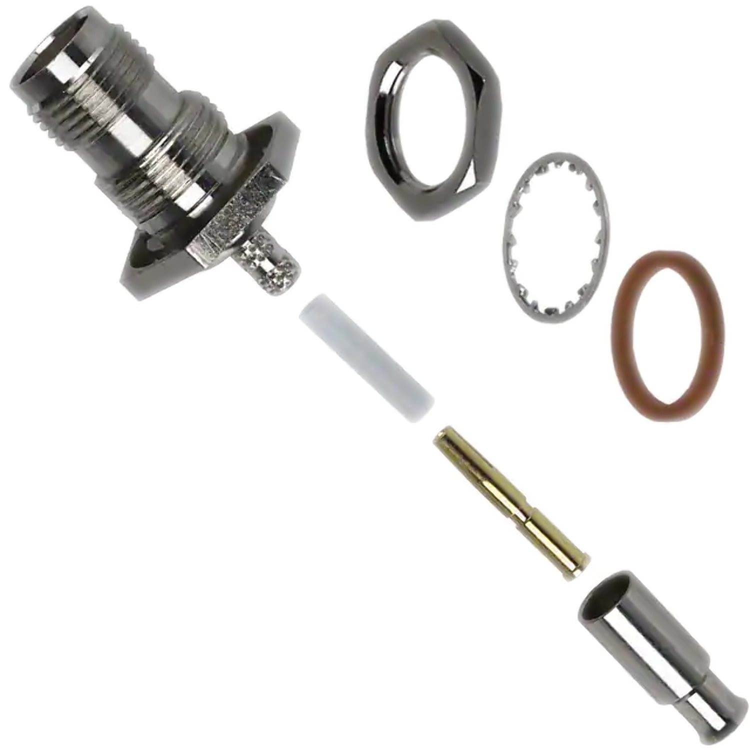 122192 RF Connectors / Coaxial Connectors TNC BULKHEAD JACK 174 316 NICKEL - Walmart.com