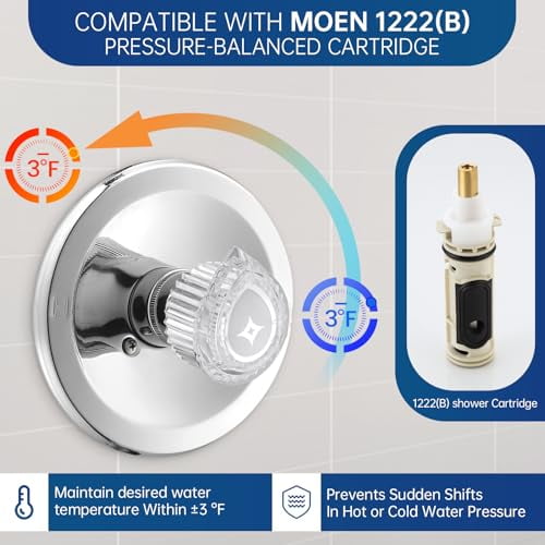 1222 Replacement Cartridge with 104421 Cartridge Puller and 100710 Shower Knob, Shower Repair ...