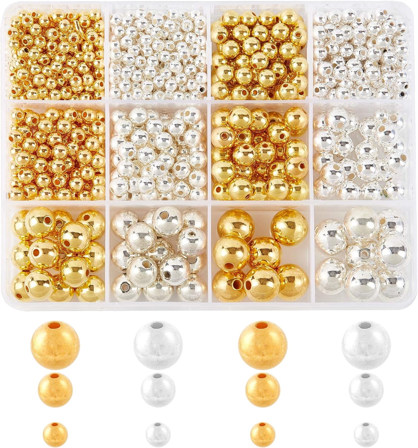 1222pcs Plastic Smooth Beads 6 Styles Seamless Loose Bead Balls Craft ...