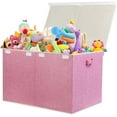 122L Large Toy Box Chest with Lid, Foldable Toy Storage Organizer Bin ...