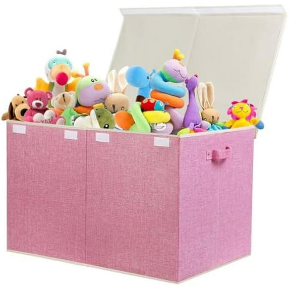 122L Large Toy Box Chest with Lid, Foldable Toy Storage Organizer Bin ...