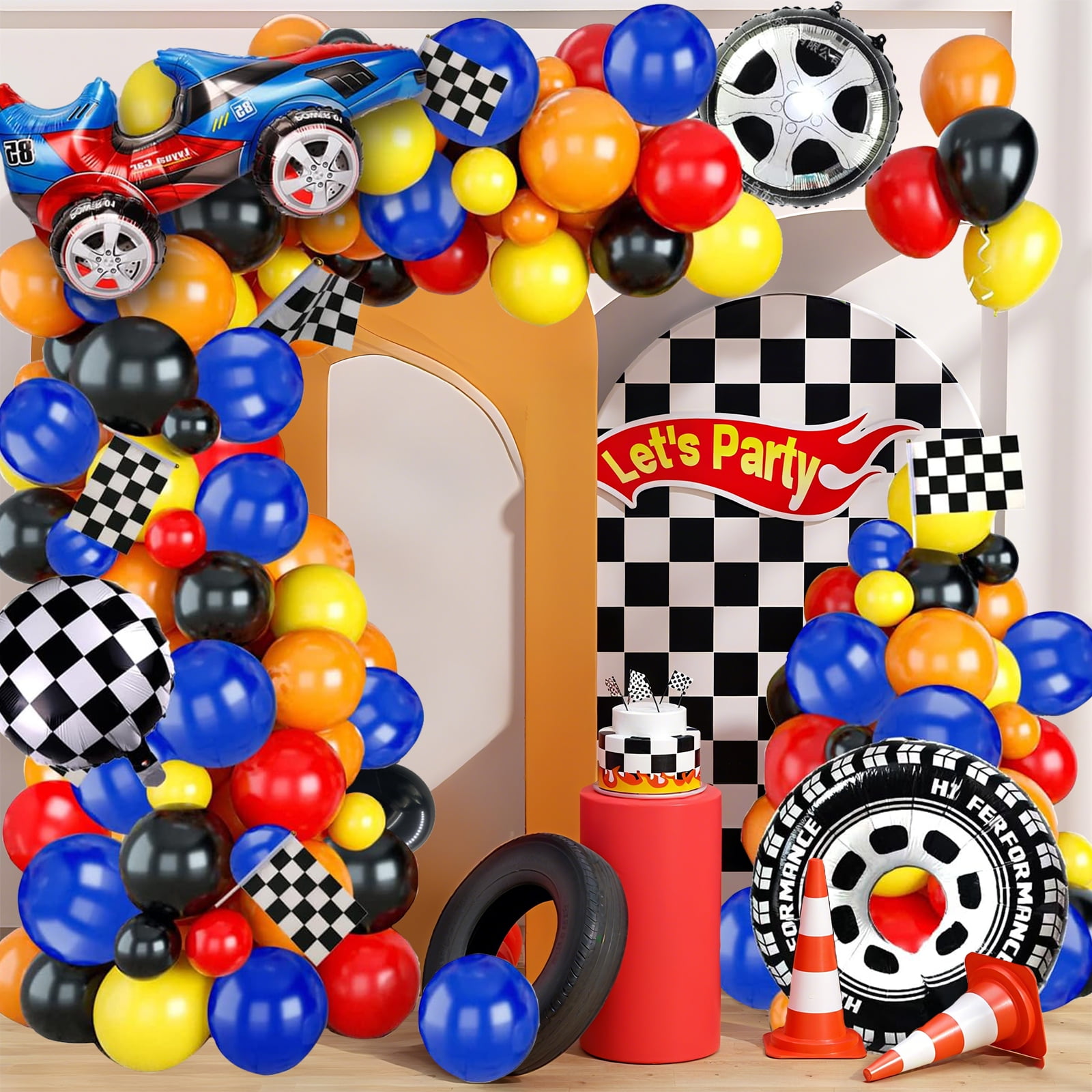 122Pcs Racing Balloon Party Decoration Racing Birthday Decoration ...