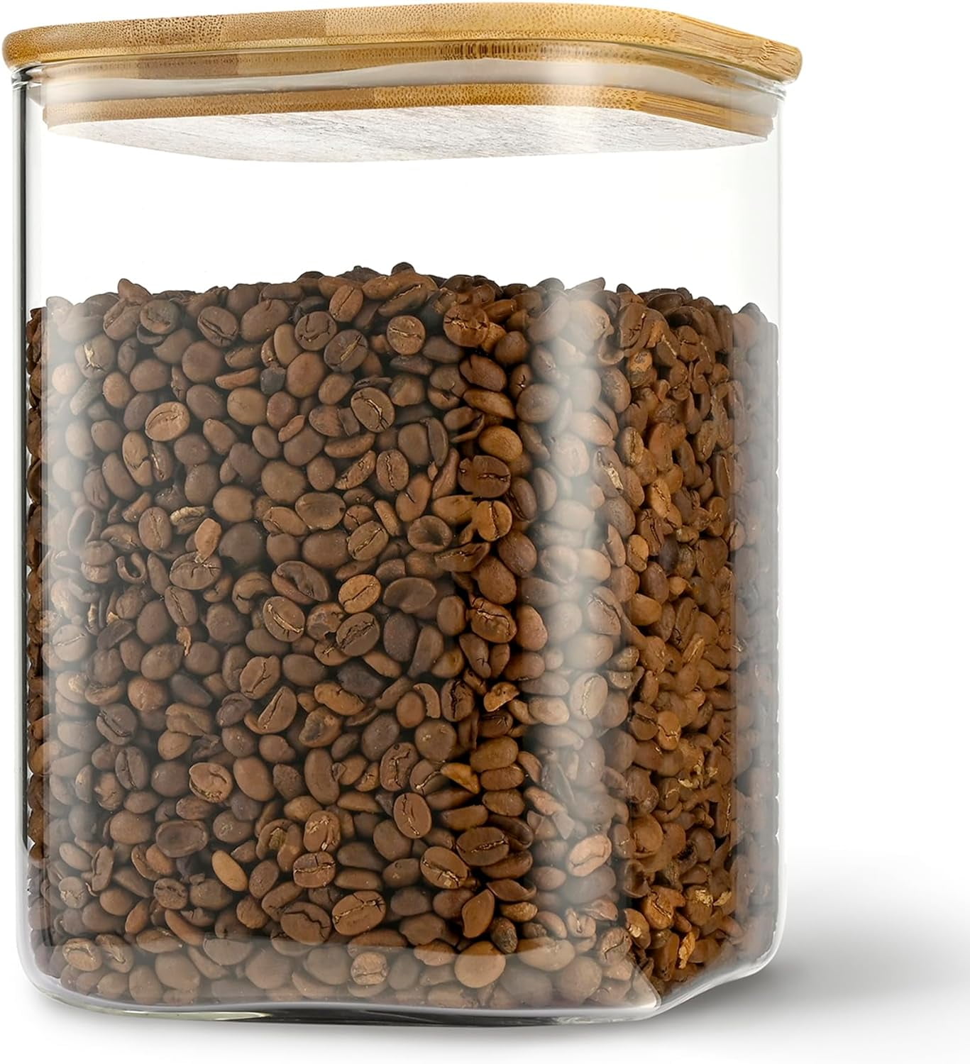122oz Airtight Glass Square Storage Canister with Bamboo Lid Set of 1 ...