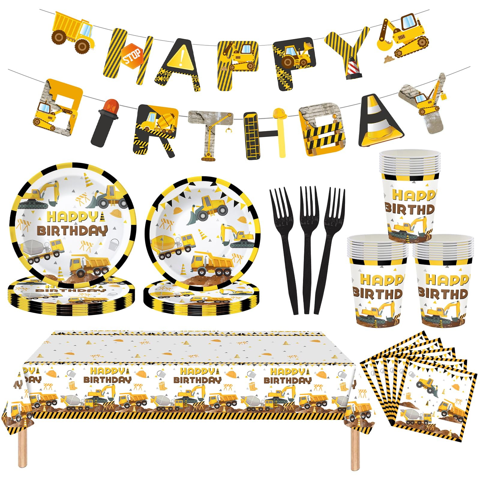 122pcs Construction Birthday Party STF9 Supplies, Happy Birthday Decorations for Boys, Truck ...