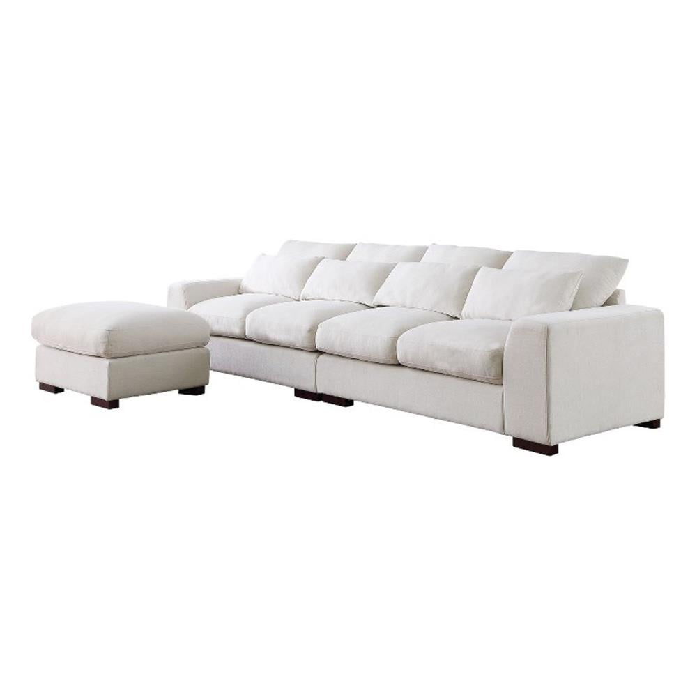 Modern 123.24'' Beige Fabric Square Arm Modular Reversible Sectional ...
