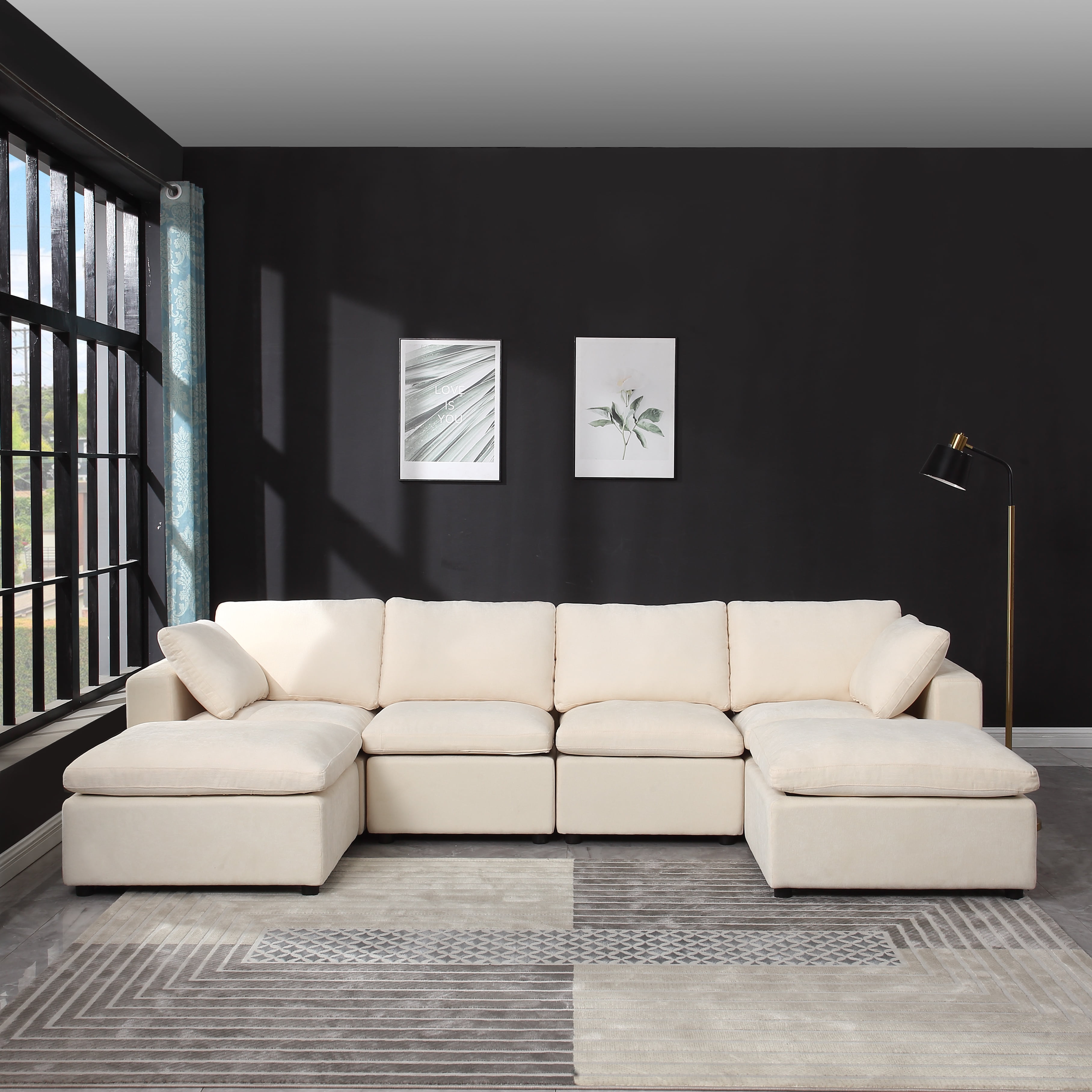 123.6" Modular Sectional Sofa, Convertible U Shaped Sofa Couch, Modular ...