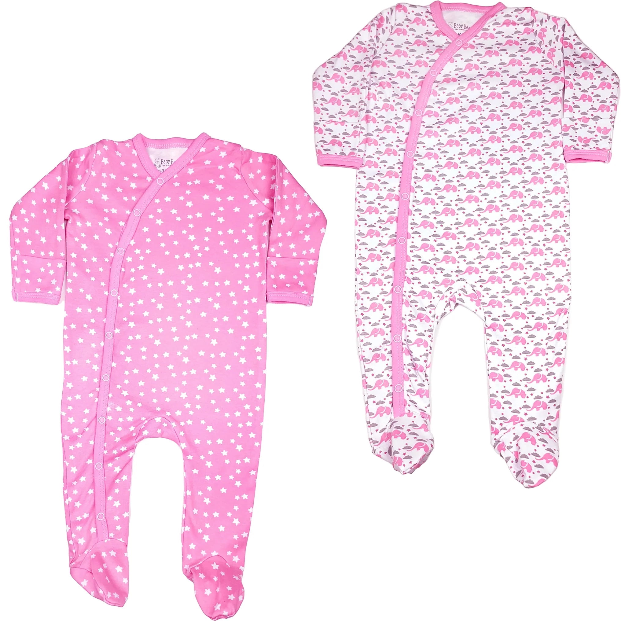 123 Bear 2 Pack Footed Sleep-N-Play PJs Rompers Jumpsuit100% Cotton ...