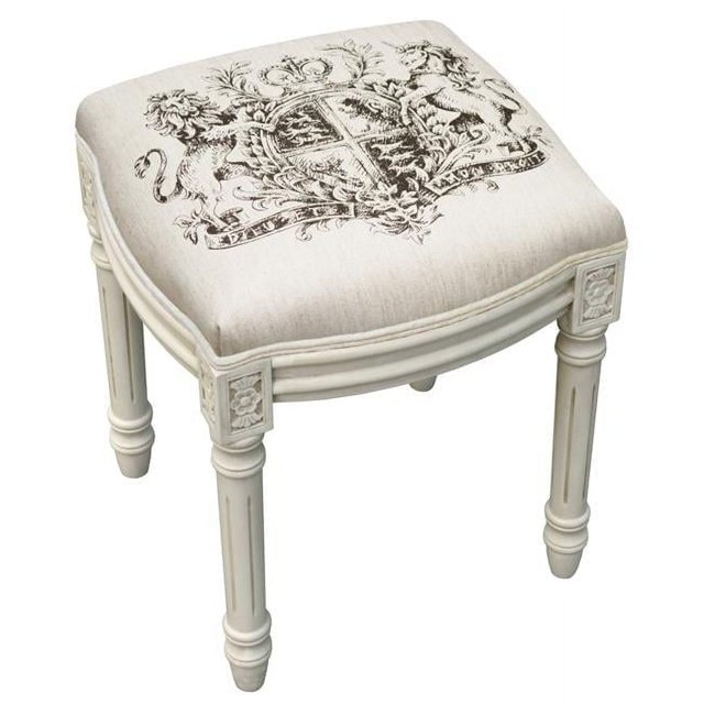 123 Creations WFS029XXGY Royal Crest Upholstered Wooden Vanity Stool ...