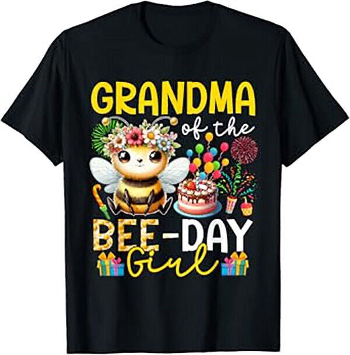 123 Grandma Of Bee-Day Girl Costume Birthday Cute Bee Flowers T-Shirt ...
