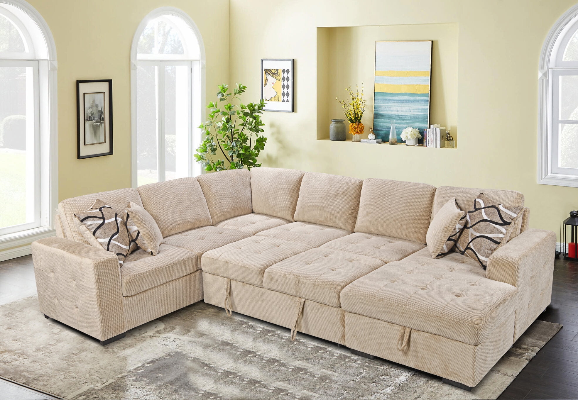 123" Oversized Sectional Sofa with Storage Chaise, U Shaped Sectional ...