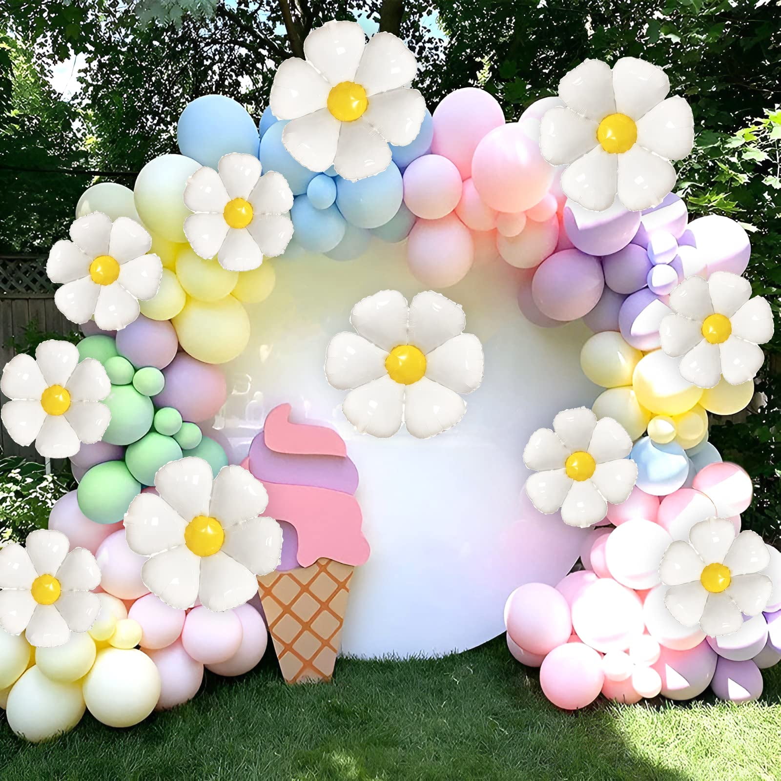 123 Pieces Daisy Balloon STF9 Garland Arch Kit Daisy Balloons Groovy ...