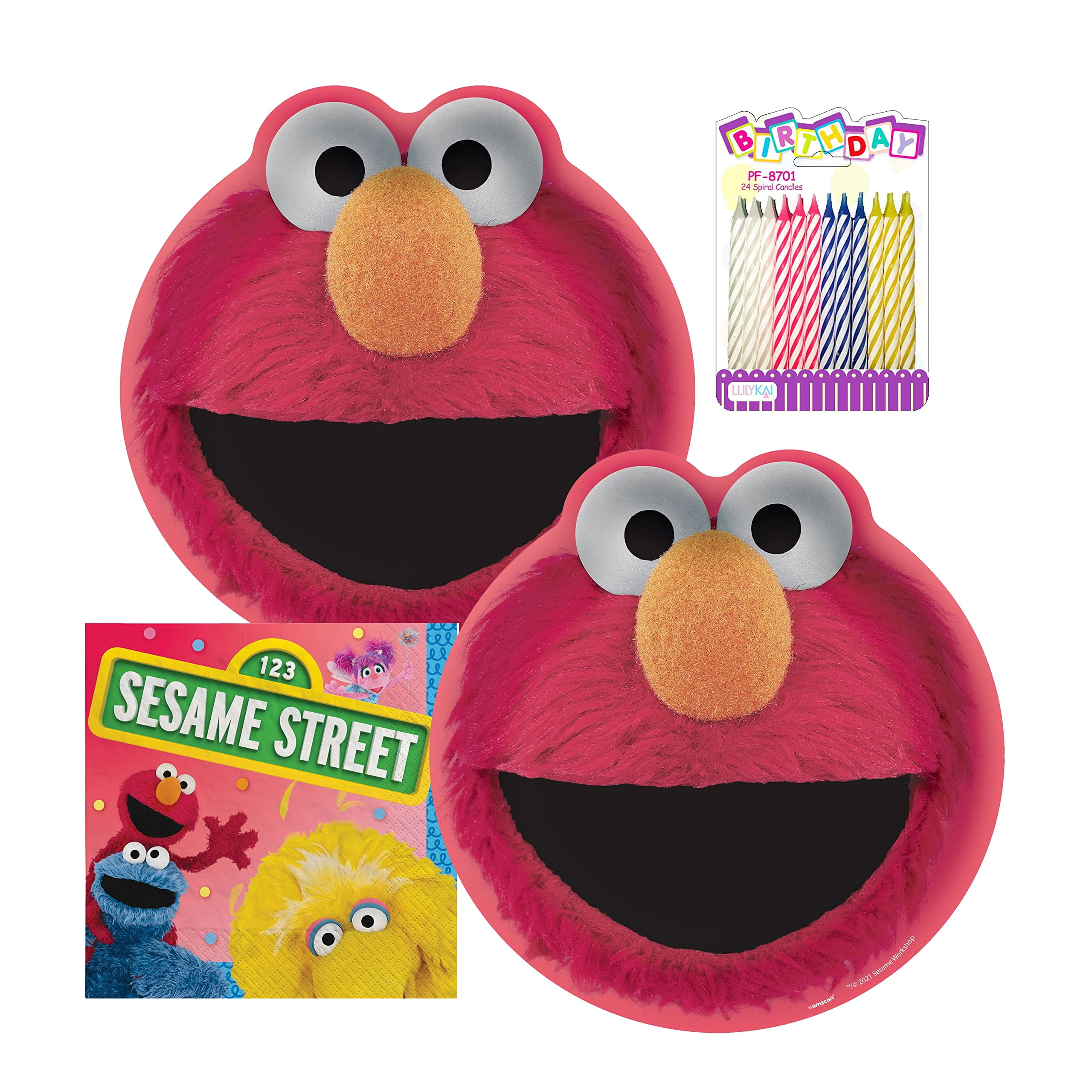123 SESAME STREET Everyday YPF5 Elmo Party Supplies Pack Serves 16: 7 ...