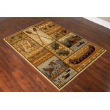 123"x94" Vintage Lodge Area Rug, Farmhouse Wildlife Pattern Bedroom ...