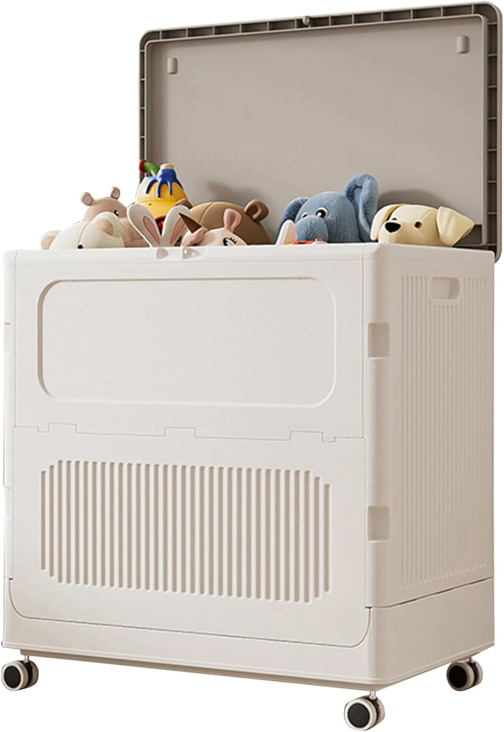 123L Rolling Laundry Hamper with Lid, Large Collapsible Plastic Clothes ...