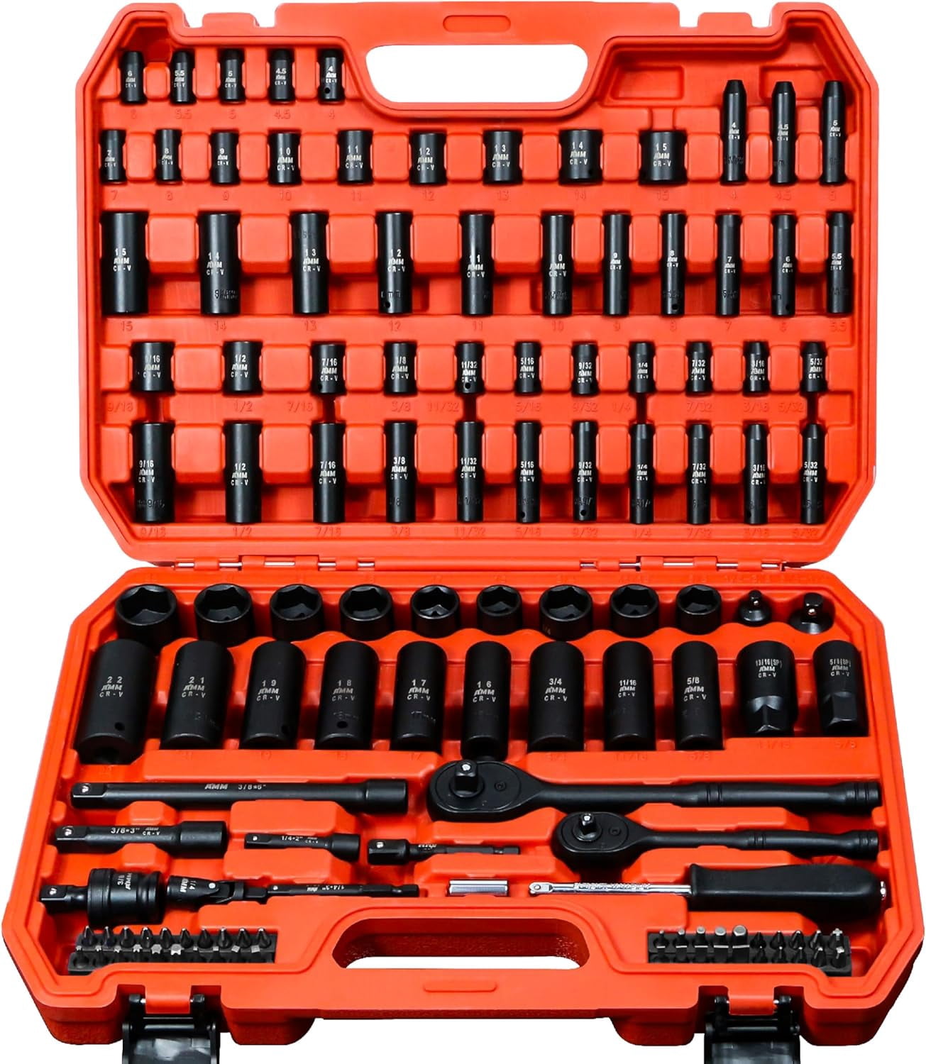 123Pcs Impact socket set，1/4”3/8”Drive Deep&Shallow Socket wrench set，6 ...