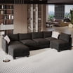 7-Seat L-Shaped Modular Sectional Sofa with Storage Ottoman & USB ...