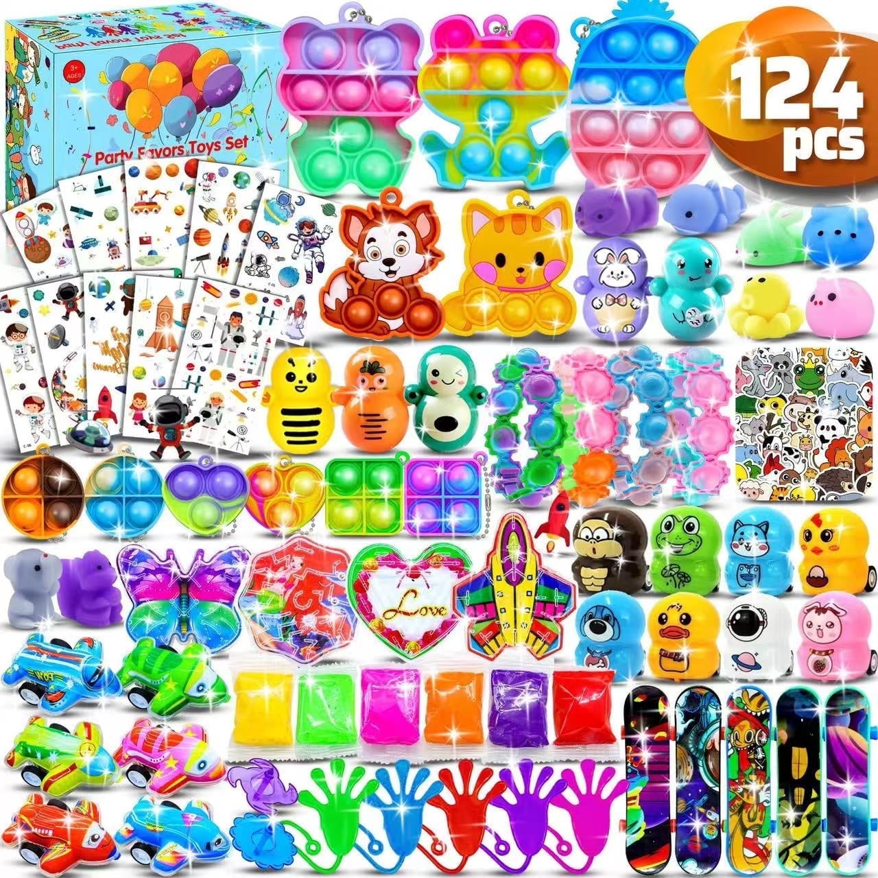 ZhoHuaBoy 124Pcs Kids Party Favors,Goodie Bag Stuffers,Pinata Fillers ...