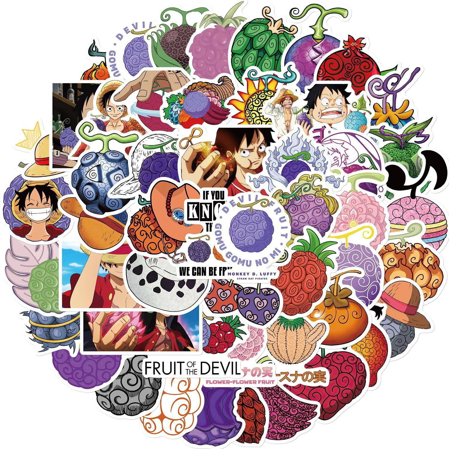 124 Pcs One Piece Sticker Stickers Mixed Pack,Cartoon Characters ...