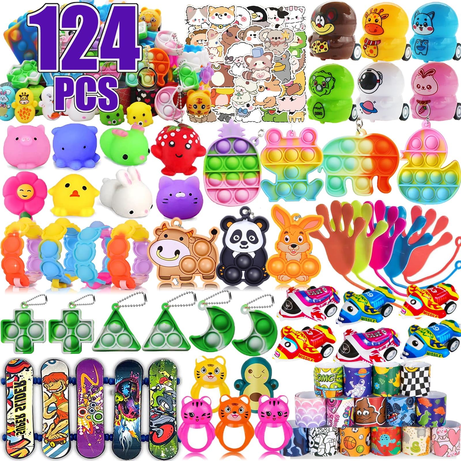 124 Pcs Party Favors For Kids, Pop Fidget Toys Bulk, Treasure Box Toys For Classroom Prizes ...