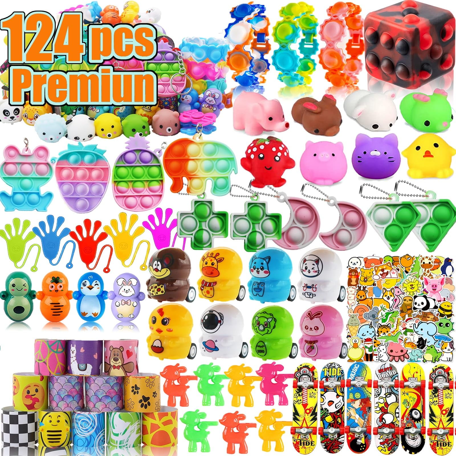124 Pcs Pop Party Favors for Kids, Fidget Treasure Box Toys, Classroom ...