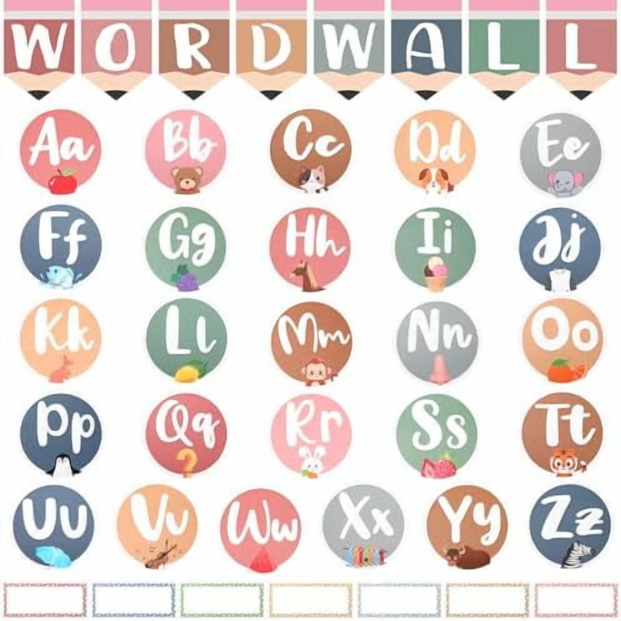 124 Pcs Word Wall Bulletin Board Set, Boho Classroom Alphabet with ...
