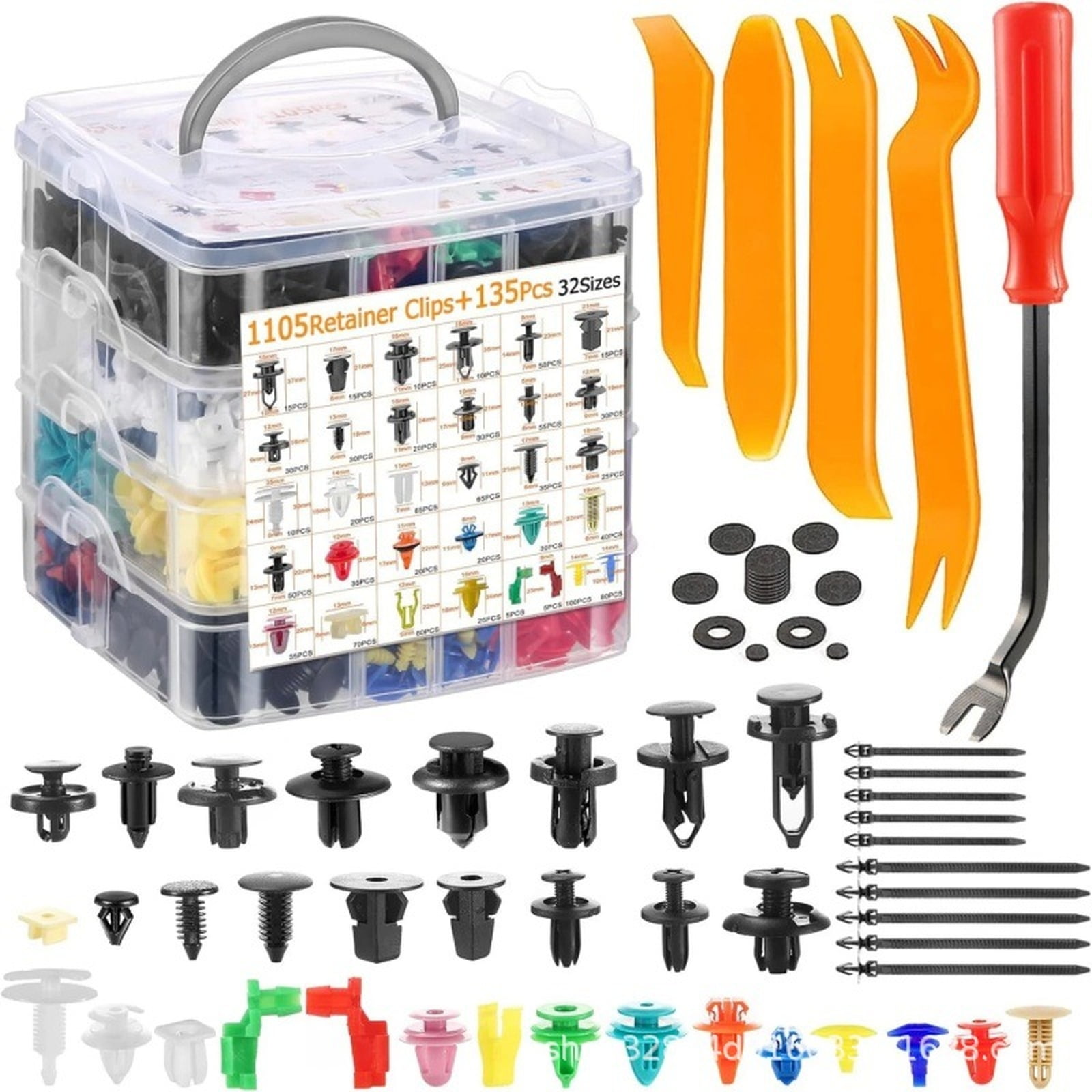 1240 PCS Car Plastic Clips & Fasteners Assortment Kit, 32 Sizes Auto ...