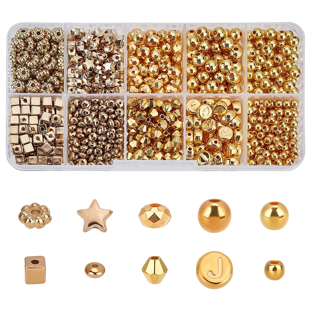 1240Pcs 10 Style CCB Plastic Beads Faceted Round Rondelle Abacus Bicone ...