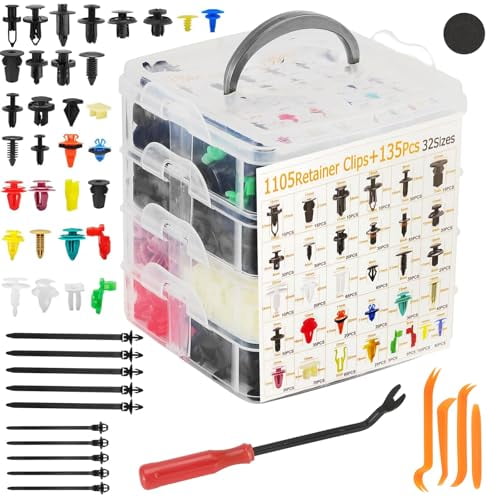 1240Pcs Car Retainer Clips & Fasteners Kit – 32 Universal Sizes Nylon ...