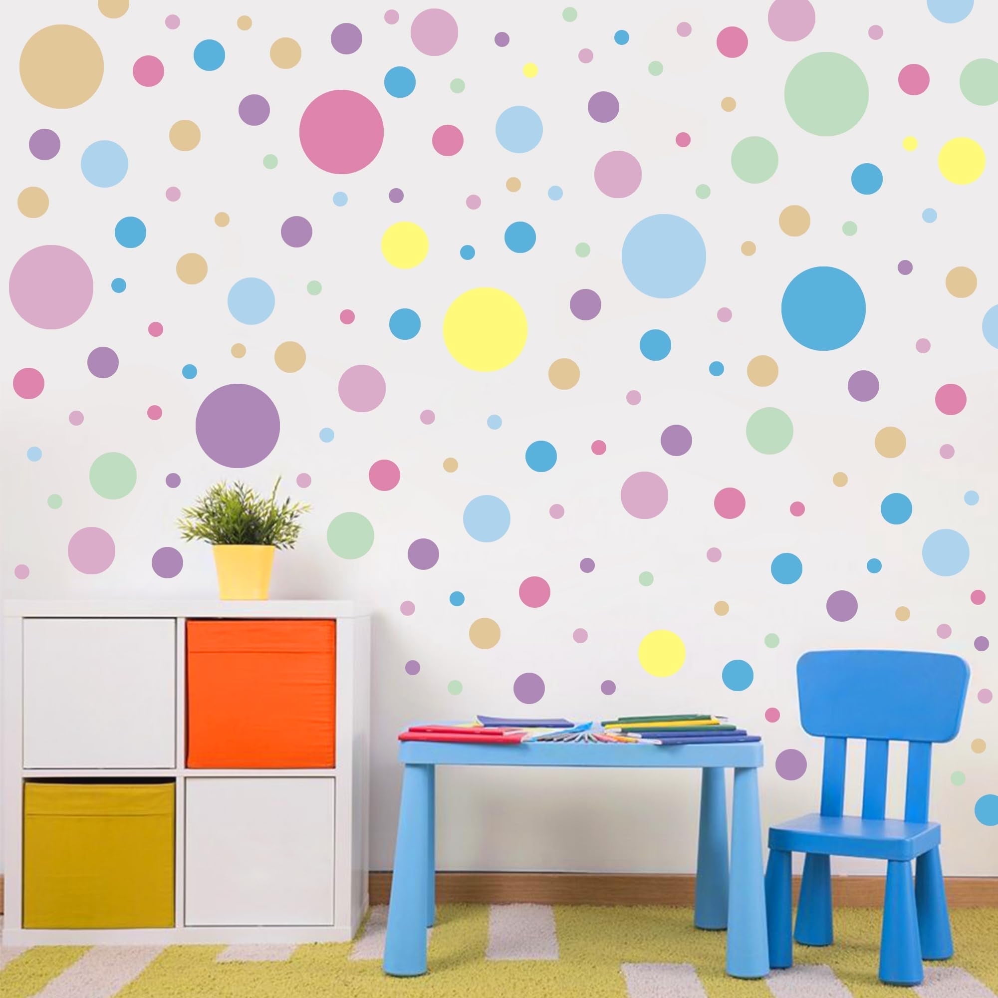 1240Pcs Polka Dot Wall Decals Gold Dots Peel and Stick Kids Wall Decals ...