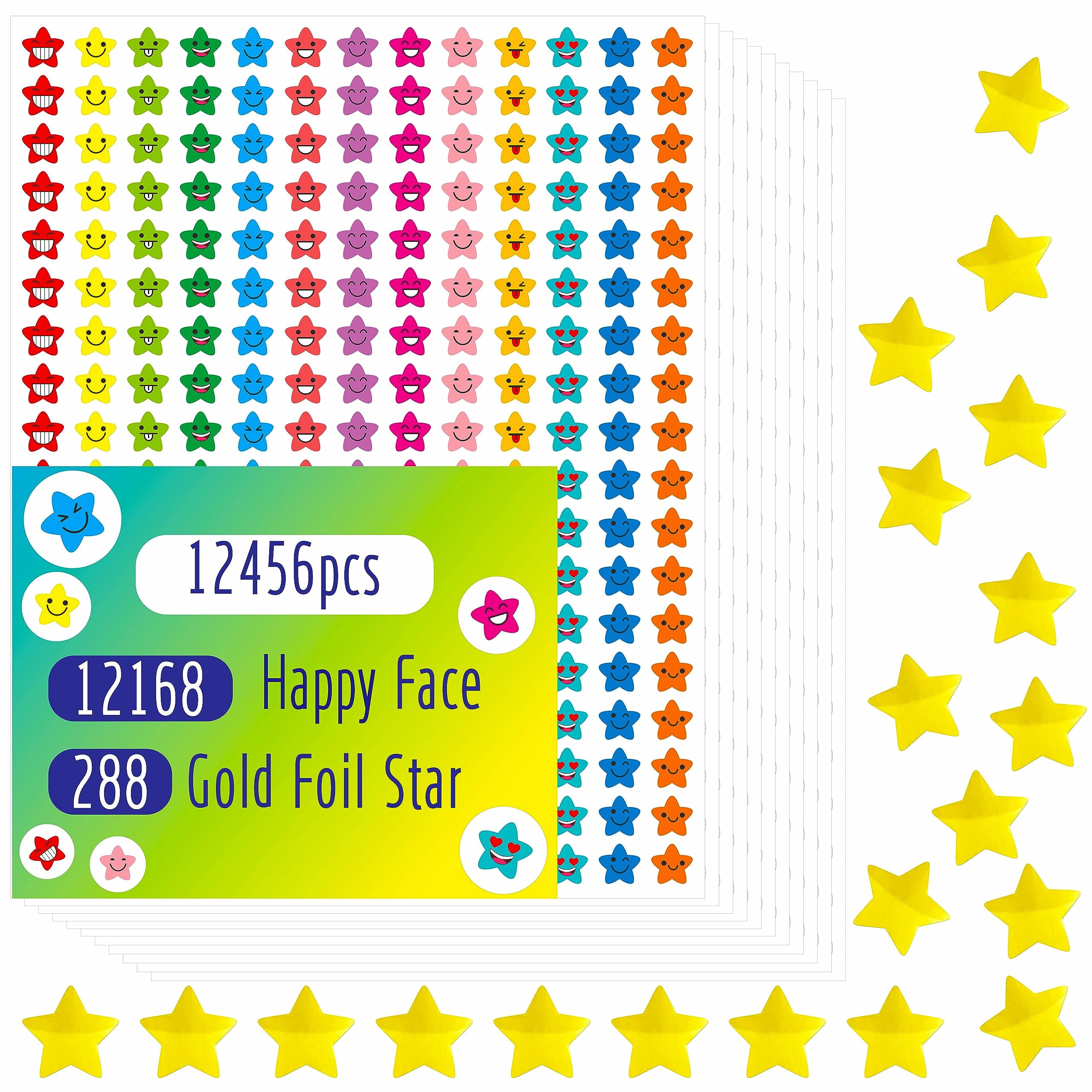 12456 Pcs Star Stickers, More Than 12100 Happy Face & 288 Gold Foil ...