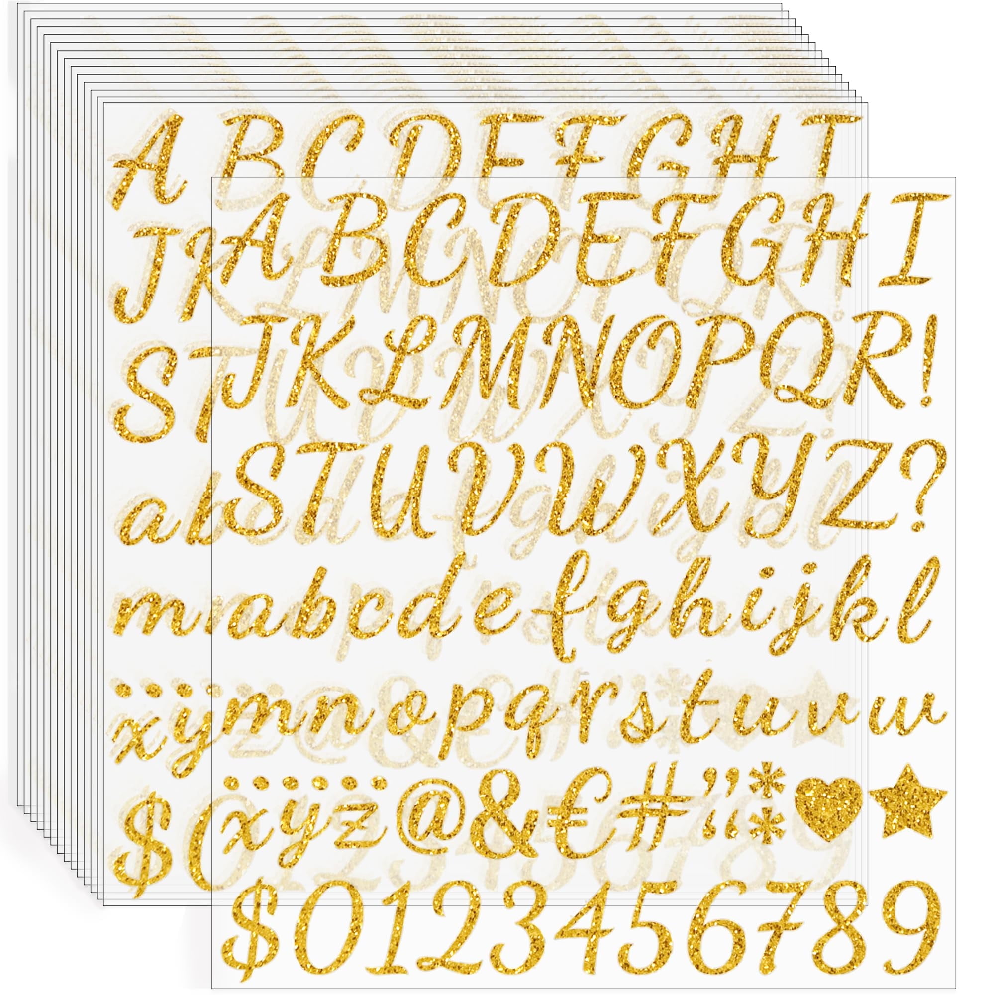 1245Pcs Letter Stickers 15 Sheets Alphabet Stickers Vinyl Gold Sticker ...