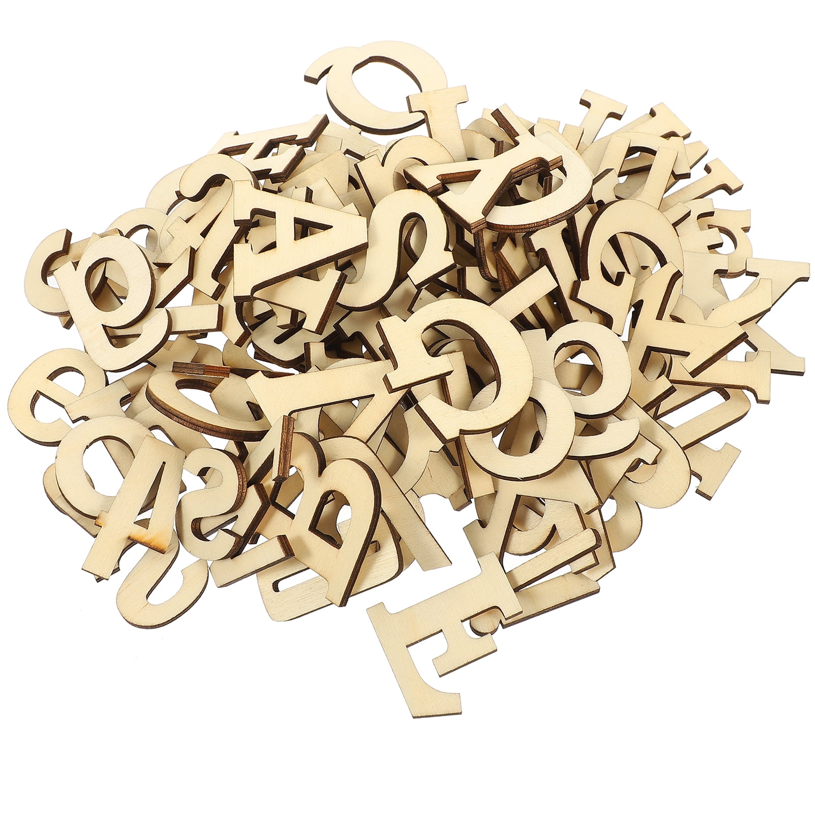 Eease 124pcs Wooden Letters Crafts Wooden Alphabet Letters Numbers ...
