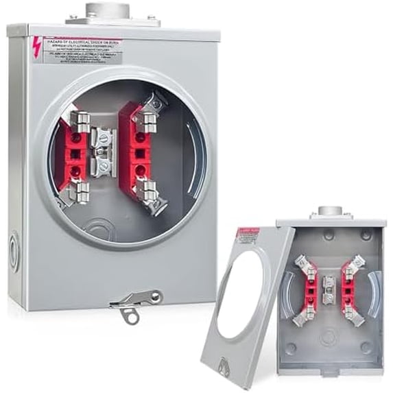 125 Amp Meter Socket, 4 Jaw Meter Base Meter Socket 600v 1 Phase 3 Wire ...