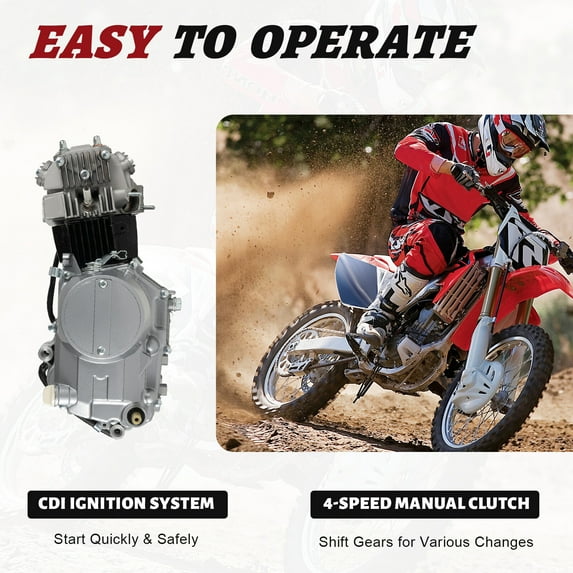 125 CC 4-Stroke Kick Start Engine Motorcycle Dirt Bike Motor for HONDA 4-Speed - Walmart.com